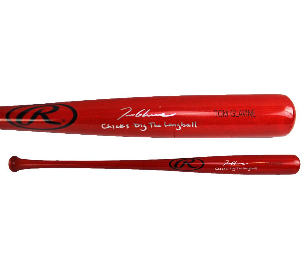 Tom Glavine Signed Baseball Bat Inscribed "Chicks Dig the Longball ...