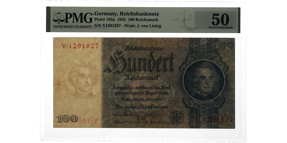 1935 Germany, Reichsbanknote 100 Reichsmark (PMG AU50) | Pristine Auction