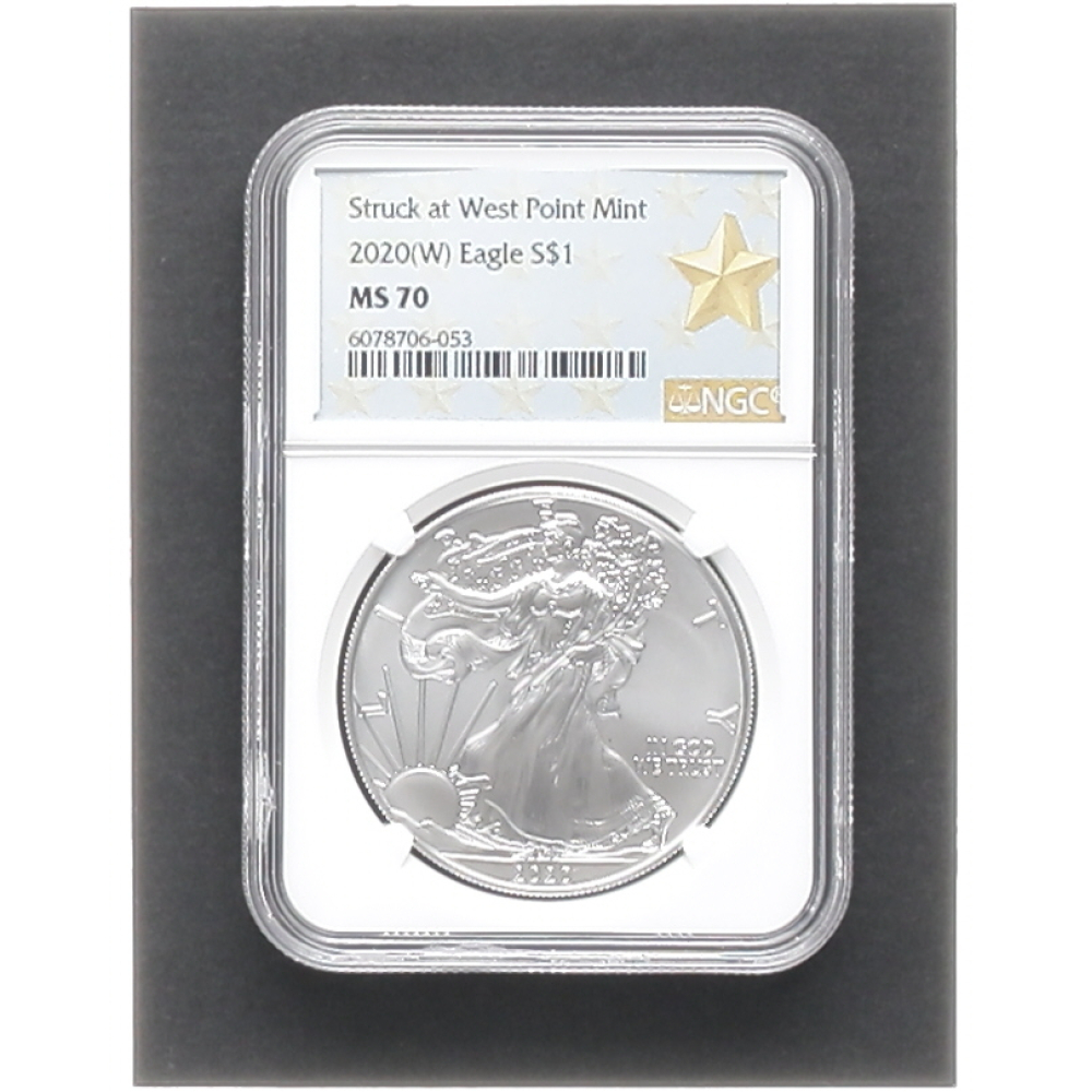 2020-W American Silver Eagle S $1 One Dollar Coin Struck at West Point Mint (NGC MS70 ...