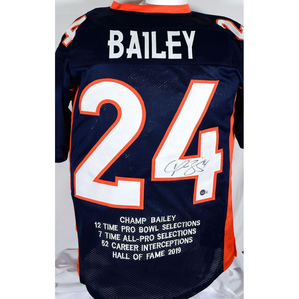 Champ Bailey Signed Career Highlight Stat Jersey (Beckett) | Pristine ...