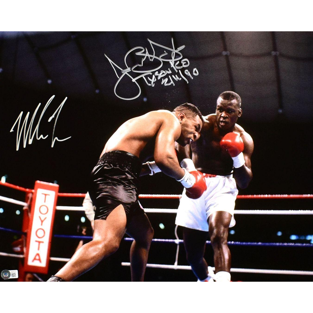 Buster Douglas & Mike Tyson Signed 16x20 Photo Inscribed "Tyson KO 2/11 ...