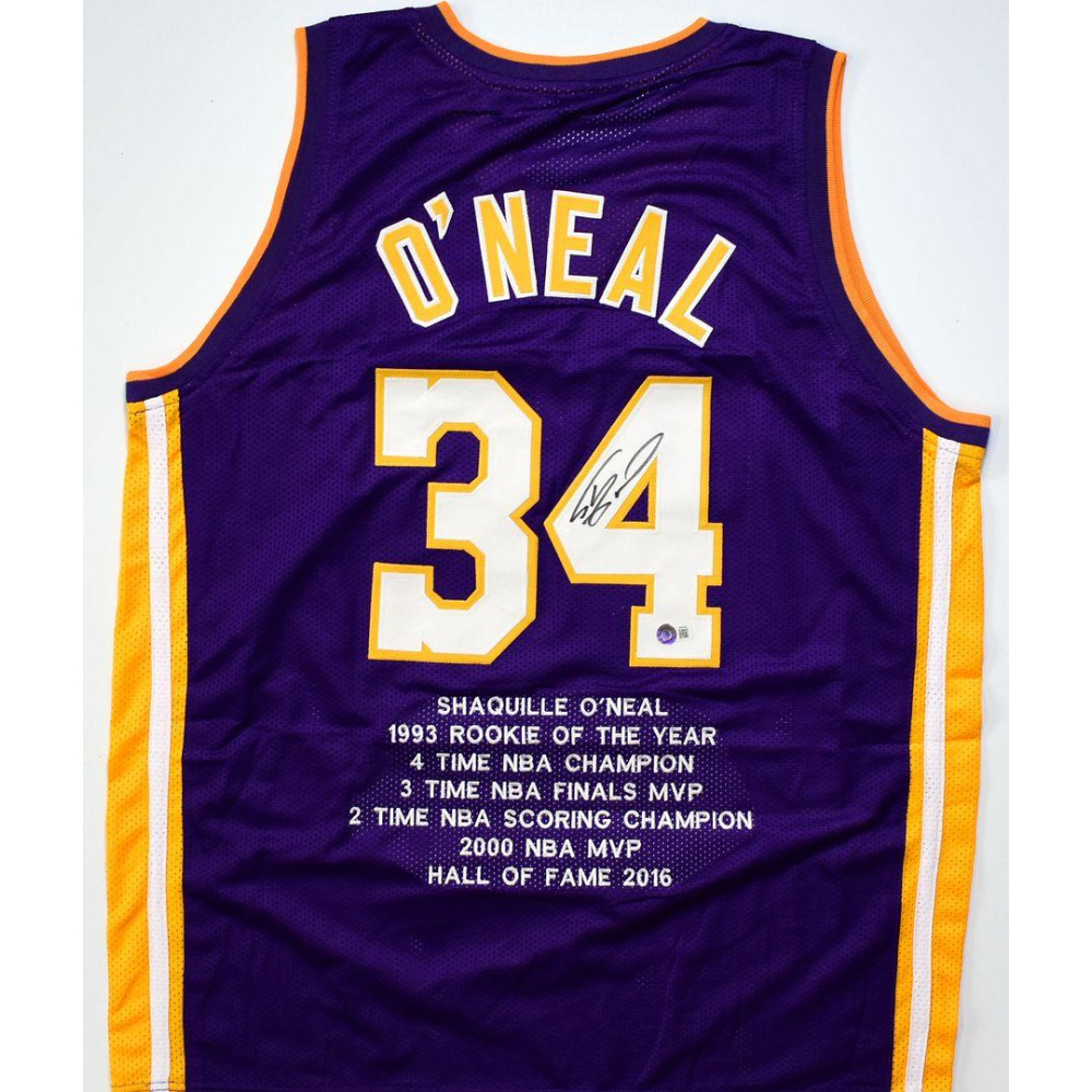 Shaquille O'Neal Signed Career Highlight Stat Jersey (Beckett ...