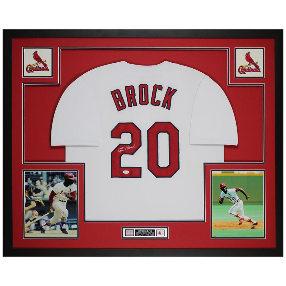 Lou Brock Signed Custom Framed Jersey Display (JSA) | Pristine Auction