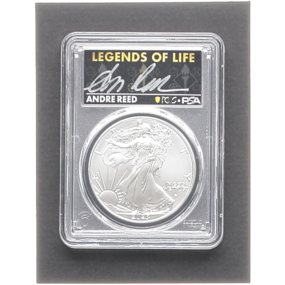 Andre Reed Signed Label - 2023 American Silver Eagle $1 One Dollar Coin ...