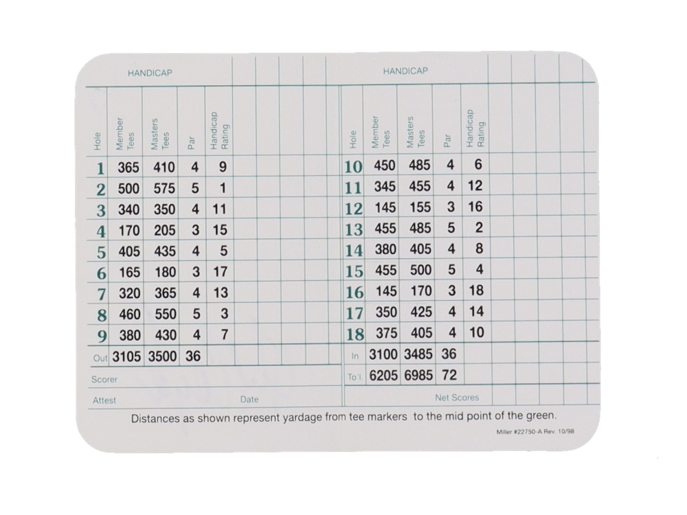 Fred Couples Signed Augusta National Golf Club Scorecard (JSA ...
