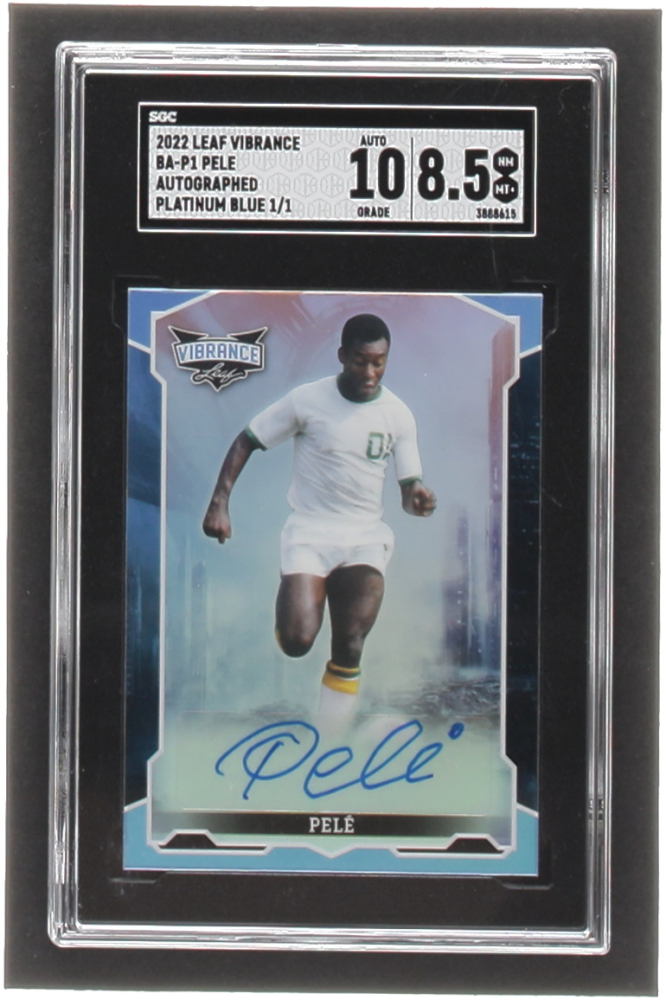Pele 2022 Leaf Vibrance Autographs Platinum Blue #BAP1 #1/1 (SGC 8.5 ...