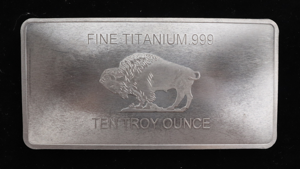 Ten Troy Ounce "Buffalo" .999 Fine Titanium Bullion Bar | Pristine Auction