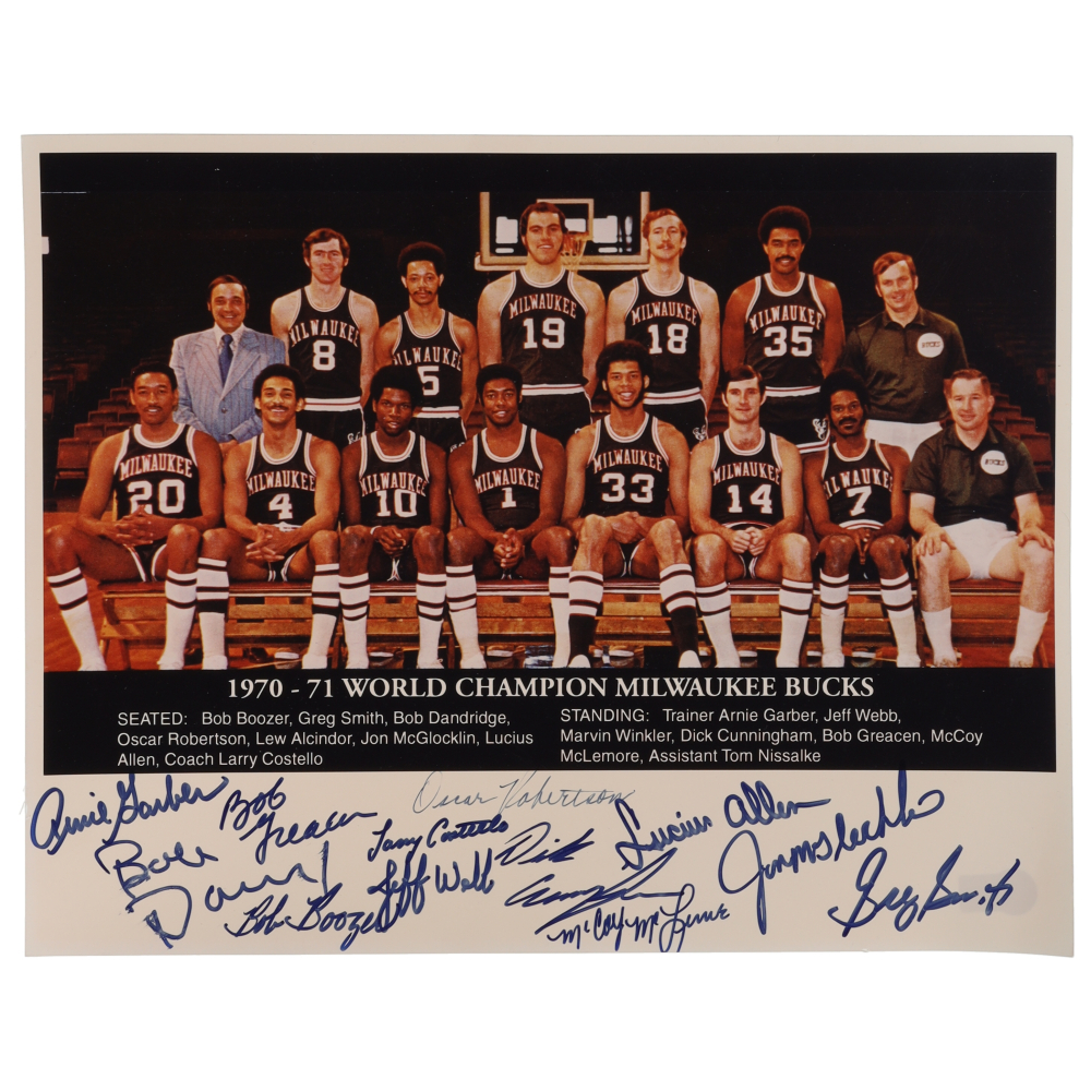 1970-71 Bucks 11x14 Photo Team-Signed by (12) with Oscar Robertson ...