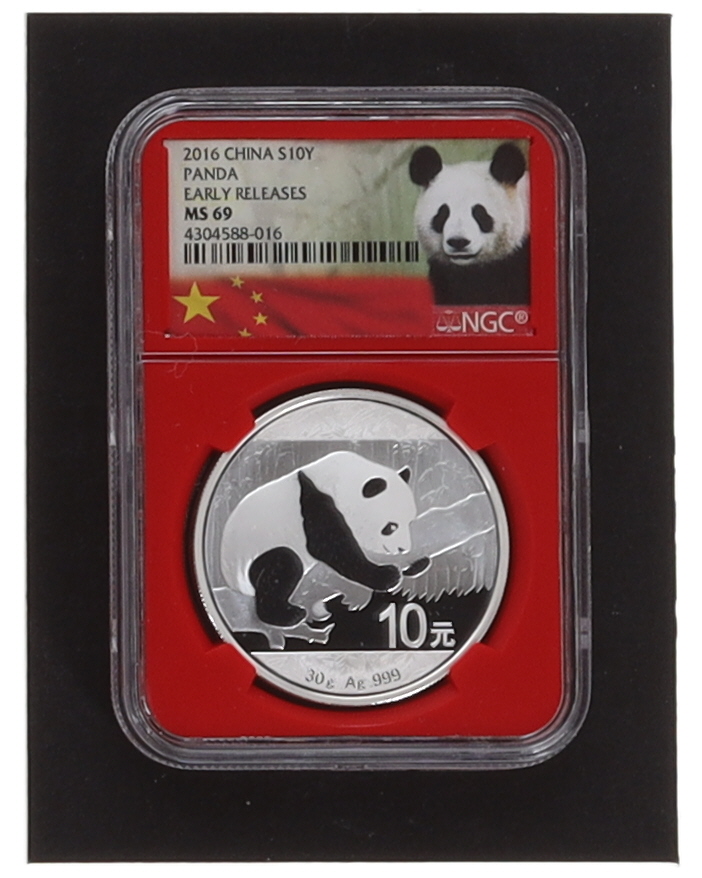 2016 China S 10 Yuan Silver Panda Coin Early Releases - Red Holder (NGC ...