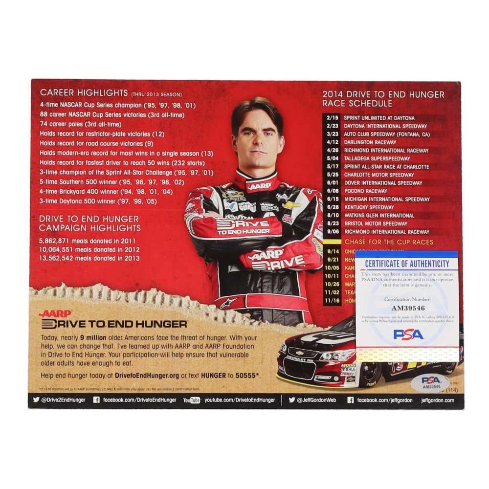 Jeff Gordon Signed NASCAR 8x10 Flyer (PSA) | Pristine Auction