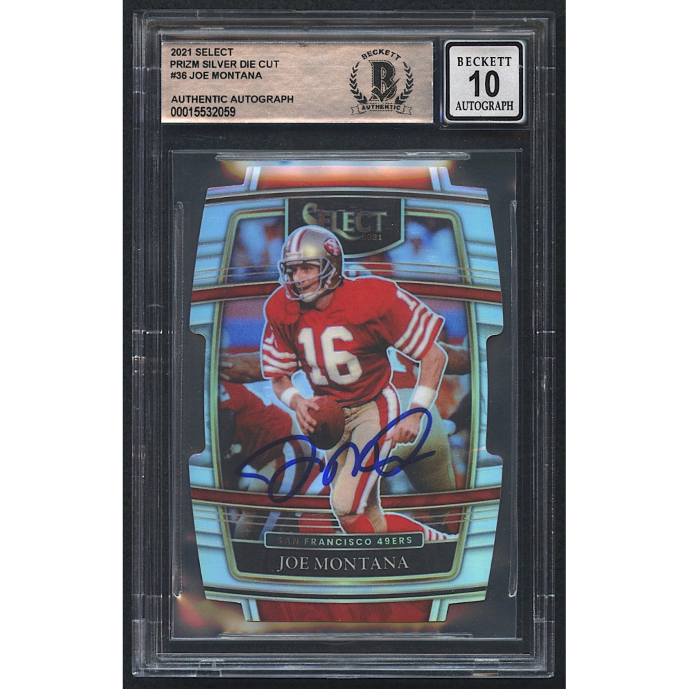 Joe Montana Signed 2021 Select #36 Prizm Silver Die Cut (Beckett ...