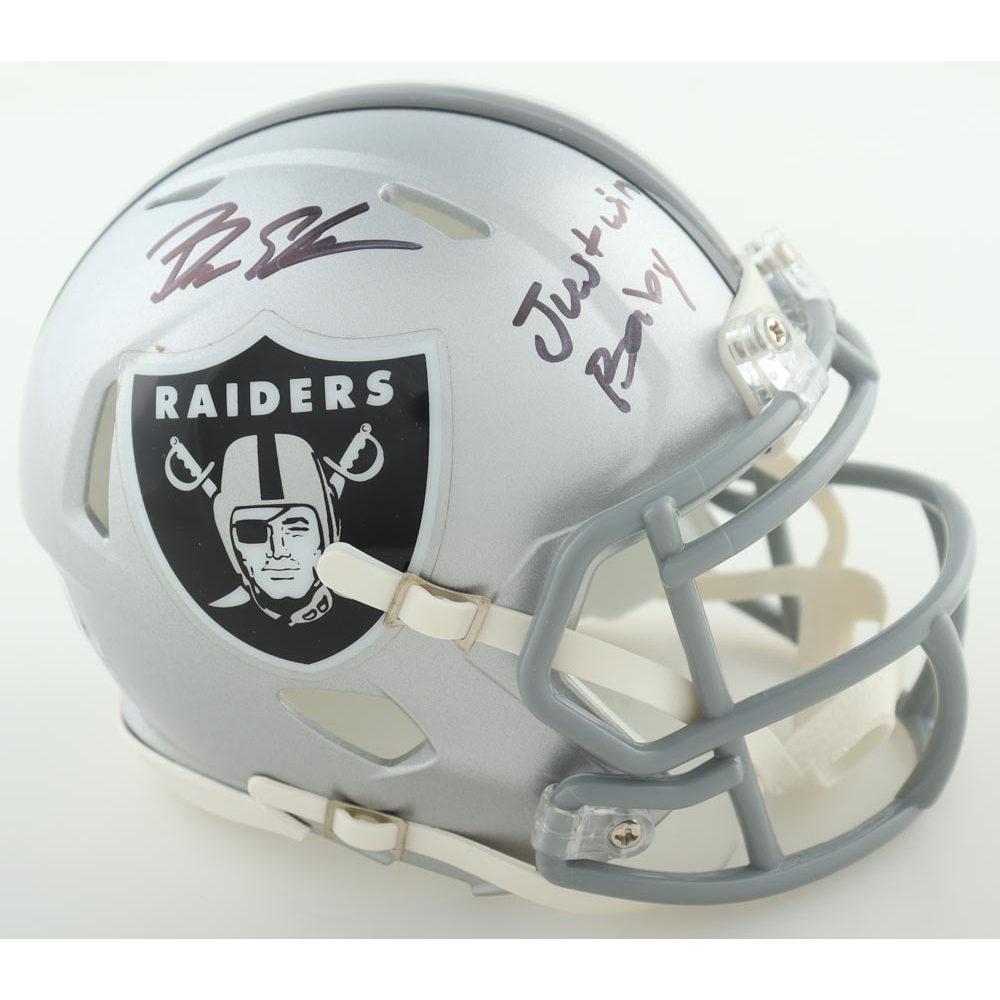 Bryan Edwards Signed Raiders Speed Mini Helmet Inscribed "Just Win Baby ...