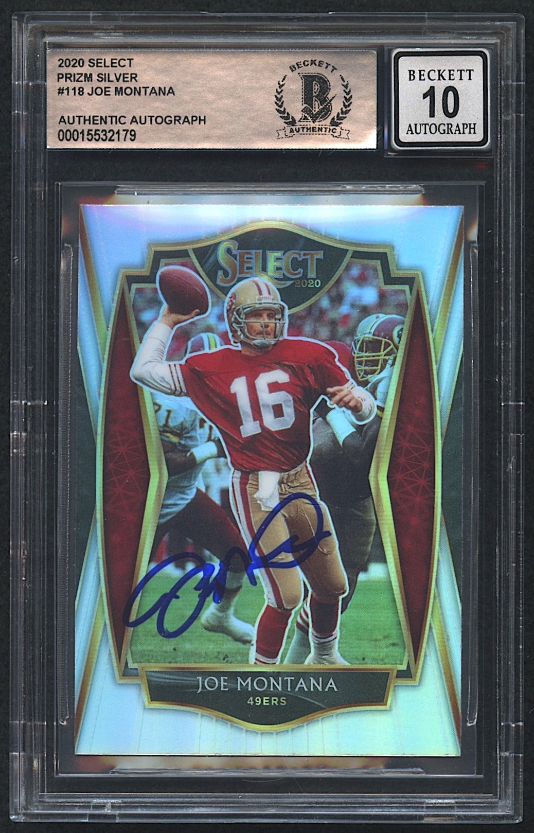 Joe Montana Signed 2020 Select Prizm Silver #118 (Beckett Encapsulated ...