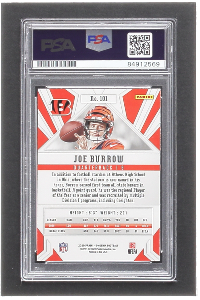 Joe Burrow Signed 2020 Panini Phoenix Fire Burst #101 RC (PSA ...
