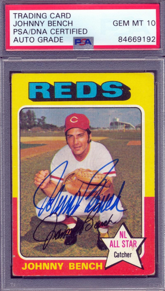 Johnny Bench 1975 Topps #260 (PSA | Autograph Graded PSA 10) | Pristine ...