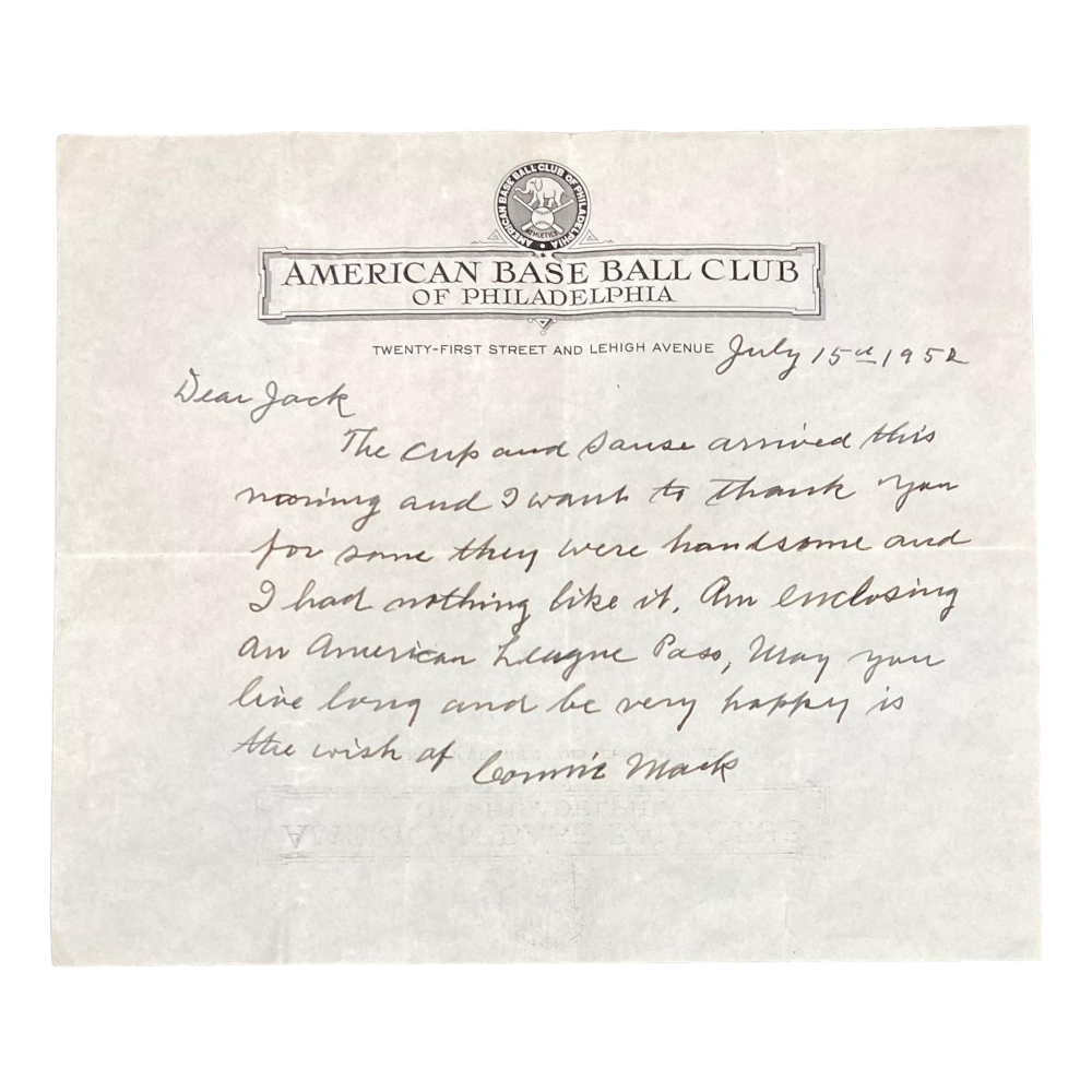 Connie Mack Signed Hand-Written Letter (Beckett) | Pristine Auction