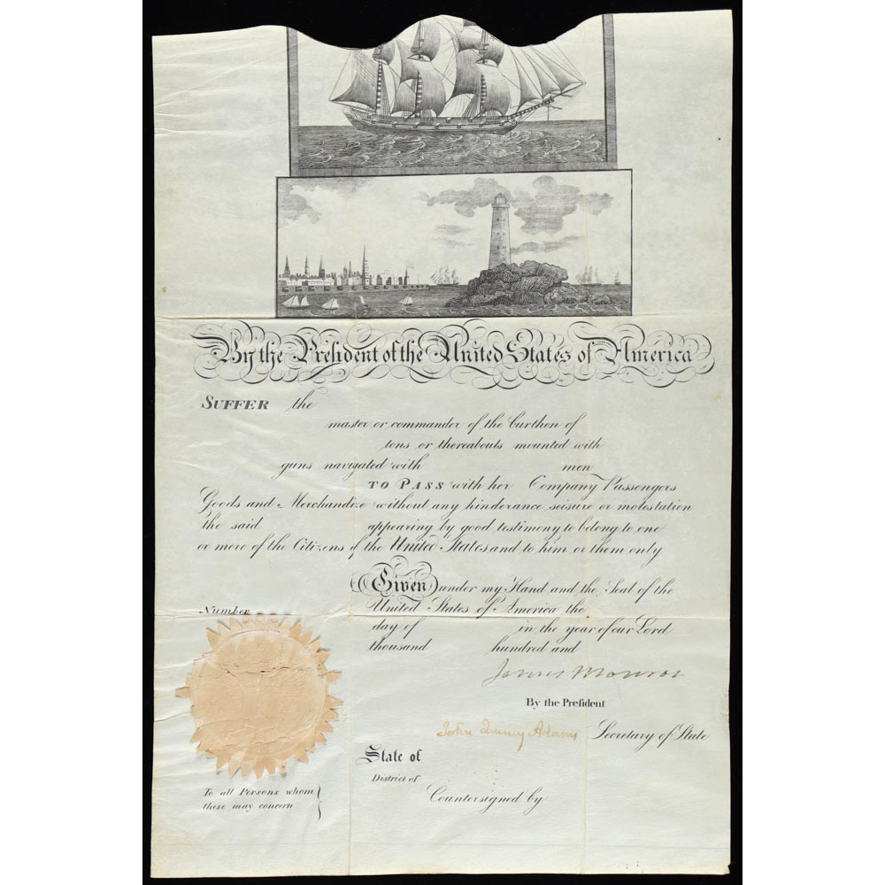 James Monroe & John Quincy Adams Signed 10x15 Document (Beckett ...