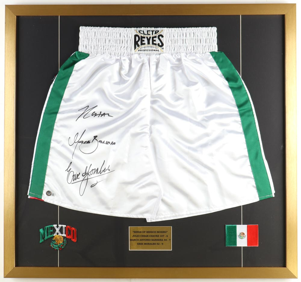 Julio Cesar Chavez, Marco Antonio Barrera & Erik Morales Signed Custom ...