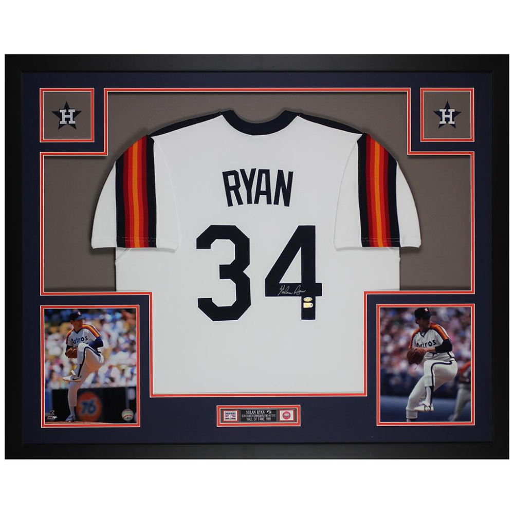Nolan Ryan Signed Custom Framed Jersey Display (AIV & Ryan) | Pristine ...