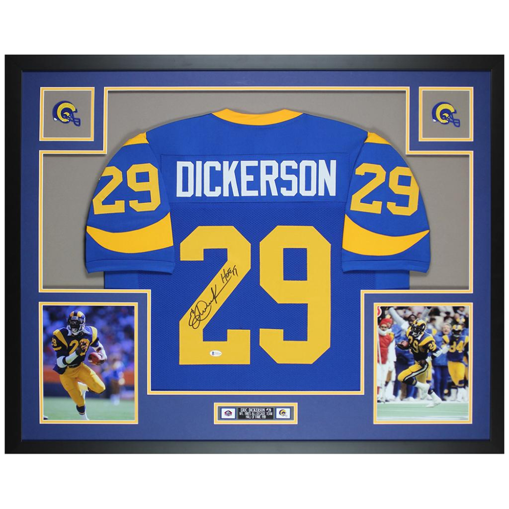 Eric Dickerson Signed Custom Framed Jersey Display Inscribed "HOF 99 ...
