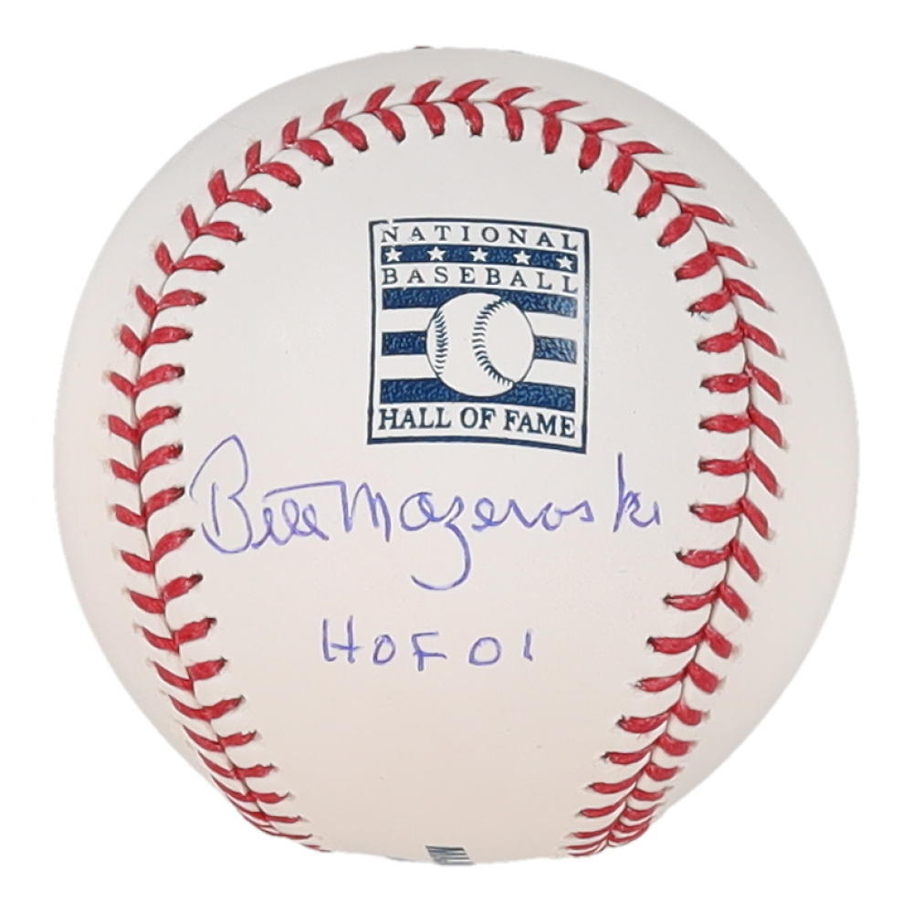 Bill Mazeroski Signed OML Hall Of Fame Logo Baseball Inscribed "HOF 01 ...