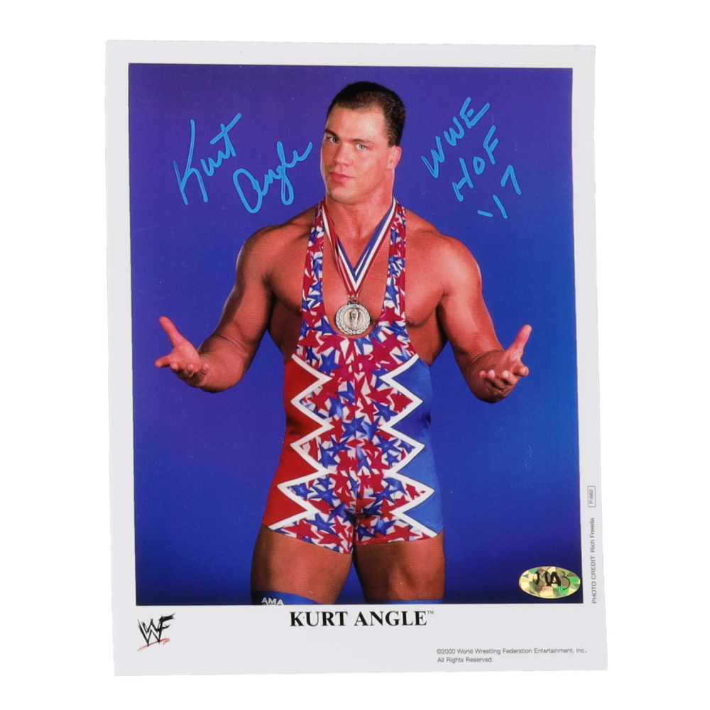 Kurt Angle Signed 8x10 Photo Inscribed "WWE HOF '17" (MAB) | Pristine ...