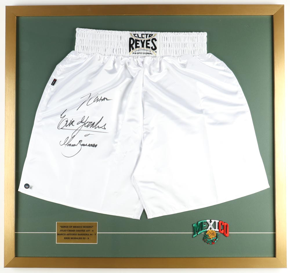 Julio Cesar Chavez, Marco Antonio Barrera & Erik Morales Signed Custom ...