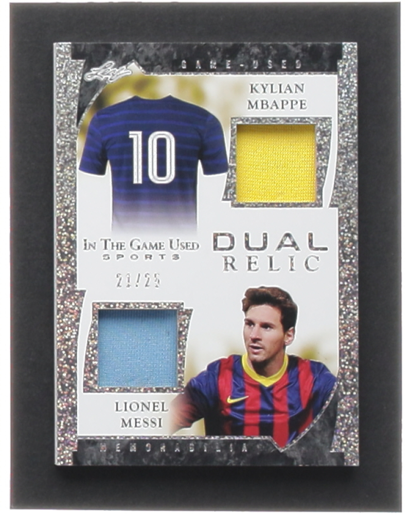 Kylian Mbappe / Lionel Messi 2022 Leaf In the Game Used Sports Dual ...