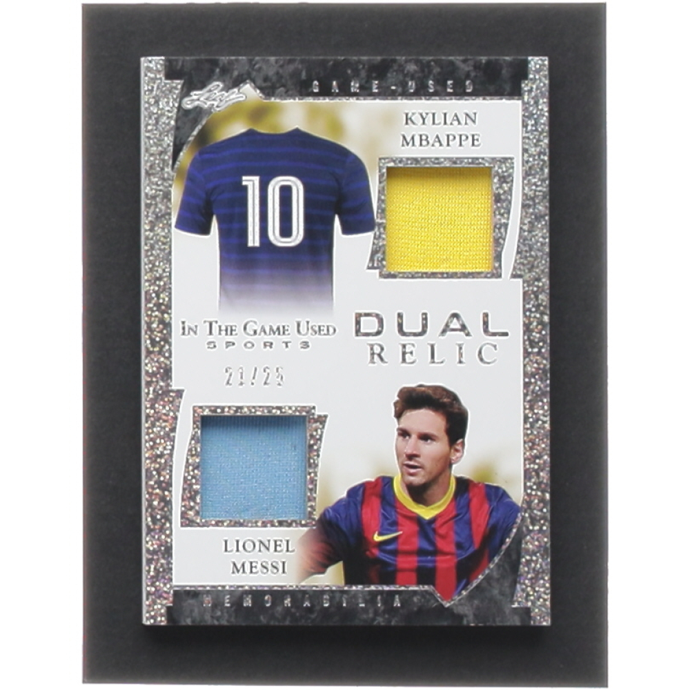 Kylian Mbappe / Lionel Messi 2022 Leaf In the Game Used Sports Dual ...