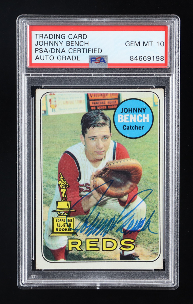 Johnny Bench Signed 1969 Topps #95 (PSA | Autograph Graded PSA 10 ...