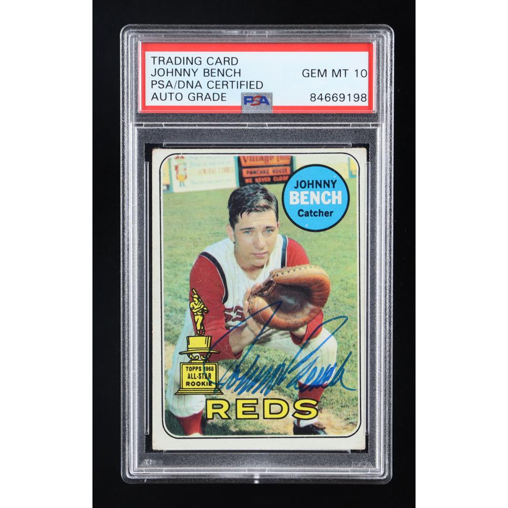 Johnny Bench Signed 1969 Topps #95 (PSA | Autograph Graded PSA 10 ...