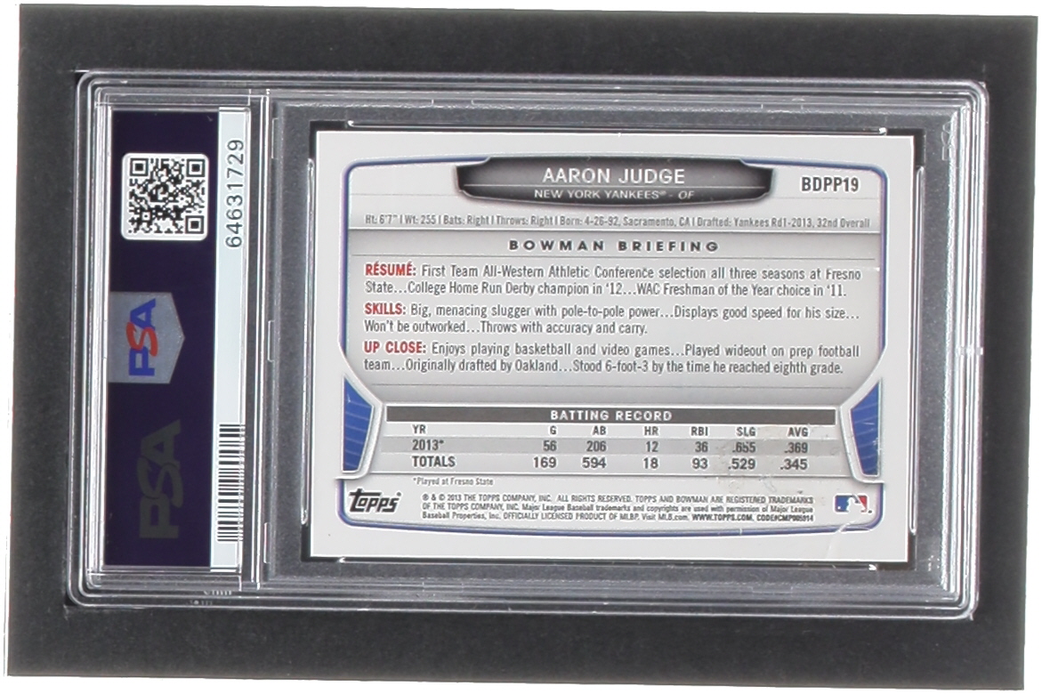 Aaron Judge Signed 2013 Bowman Draft Draft Picks #BDPP19 RC (PSA 2 ...