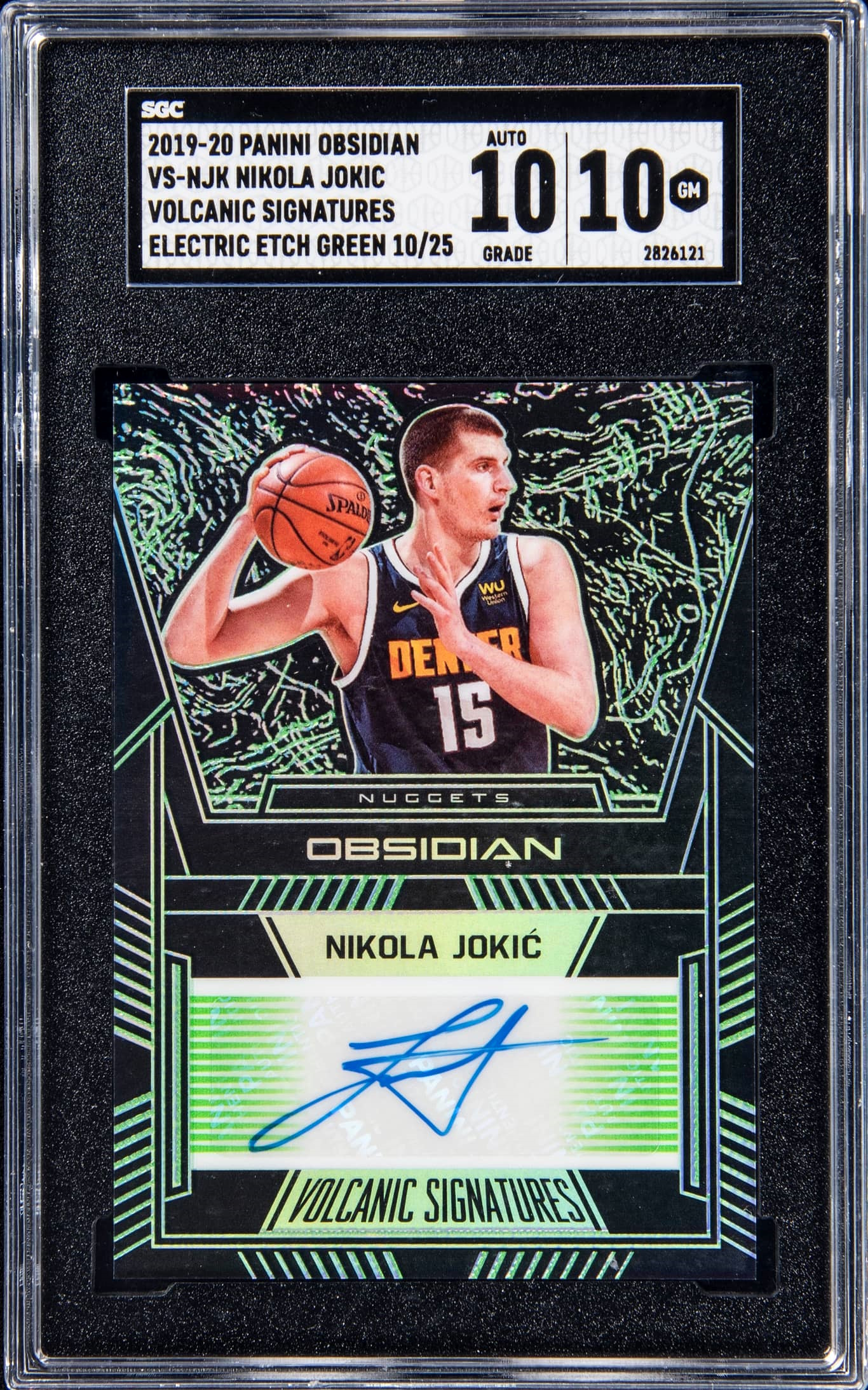 Nikola Jokic 2019-20 Panini Obsidian Volcanic Signatures Electric Etch ...
