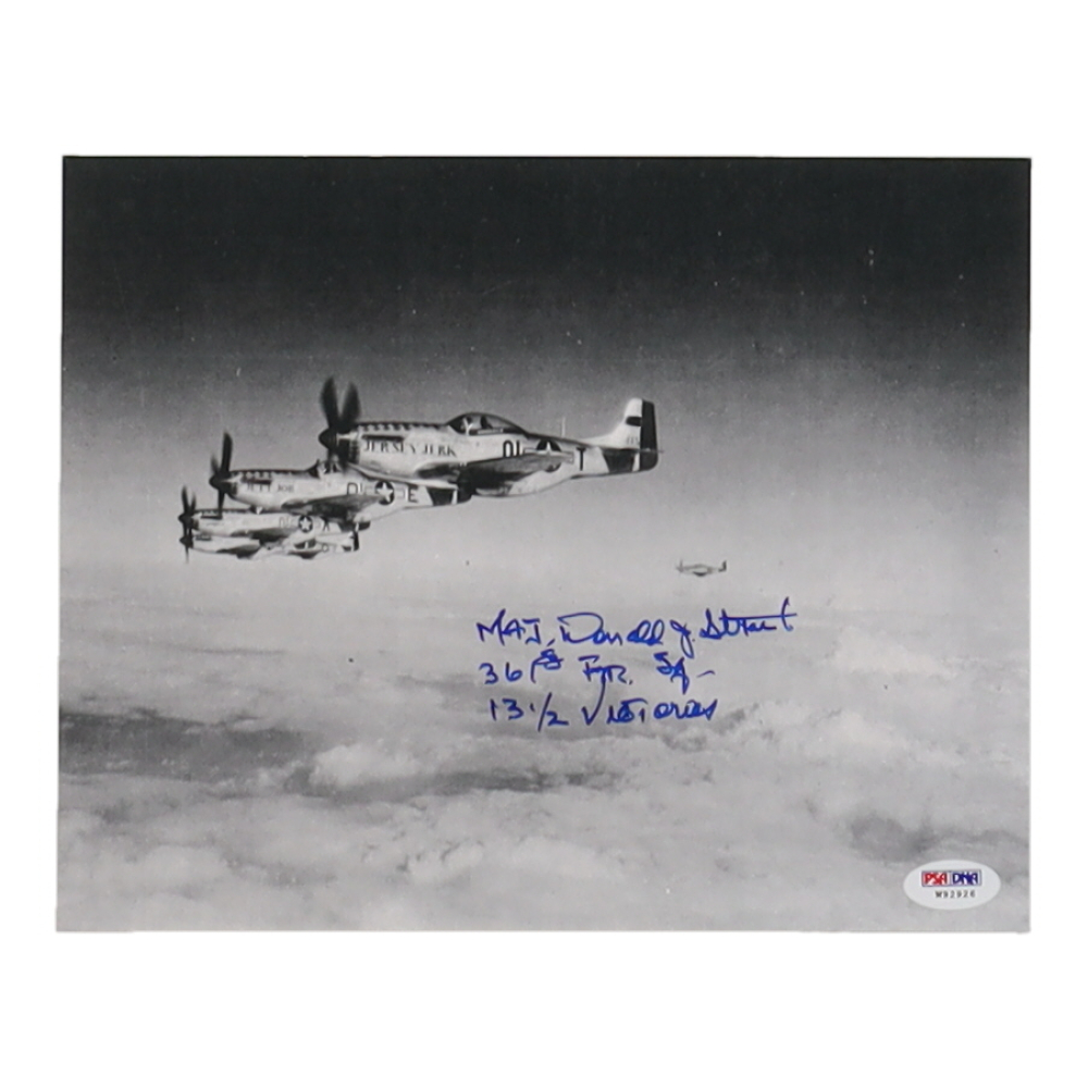Donald Strait Signed WWII 8x10 Photo Inscribed "361st Ftr. Sq" & "13 1/ ...