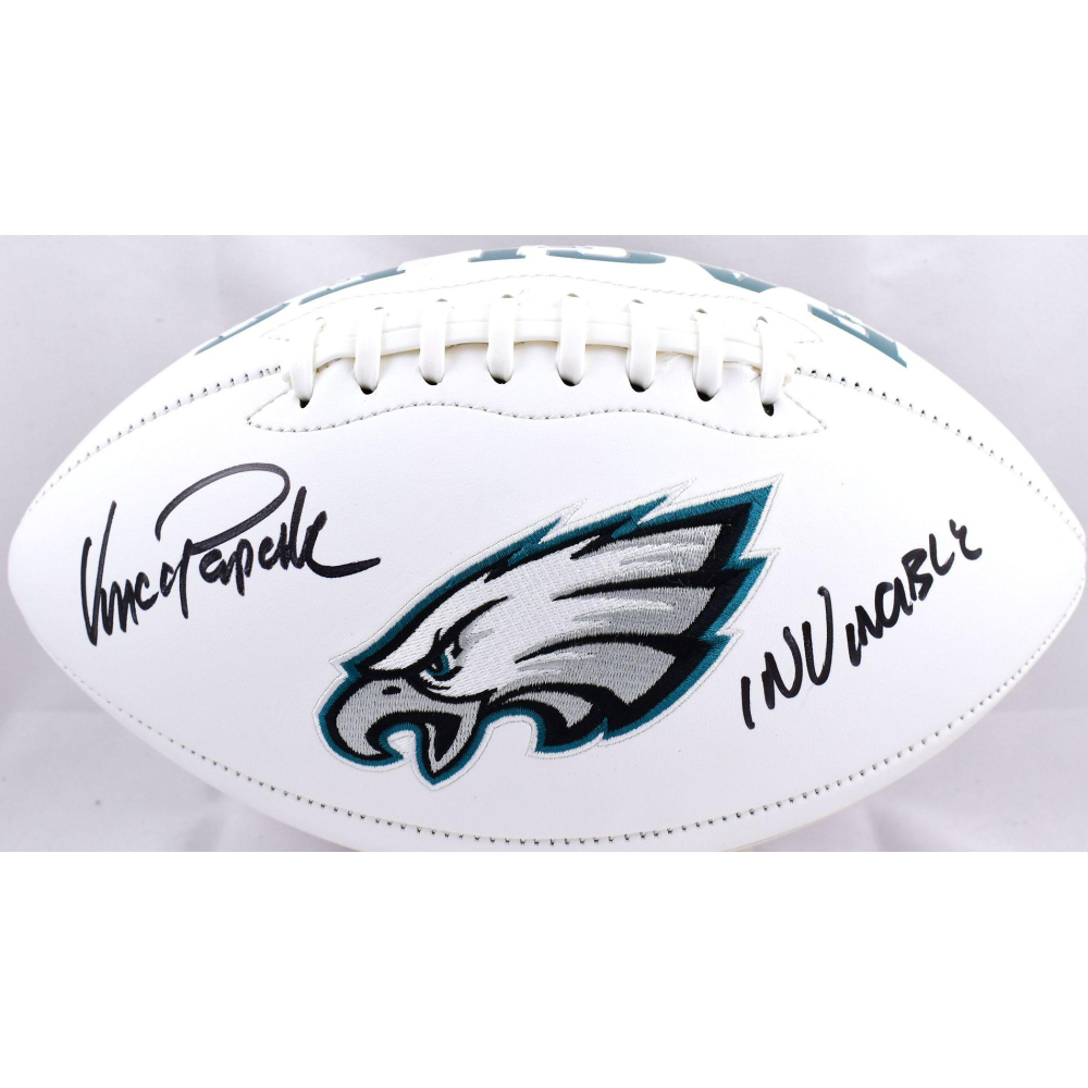 Vince Papale Signed Eagles Logo Football Inscribed "Invincible ...
