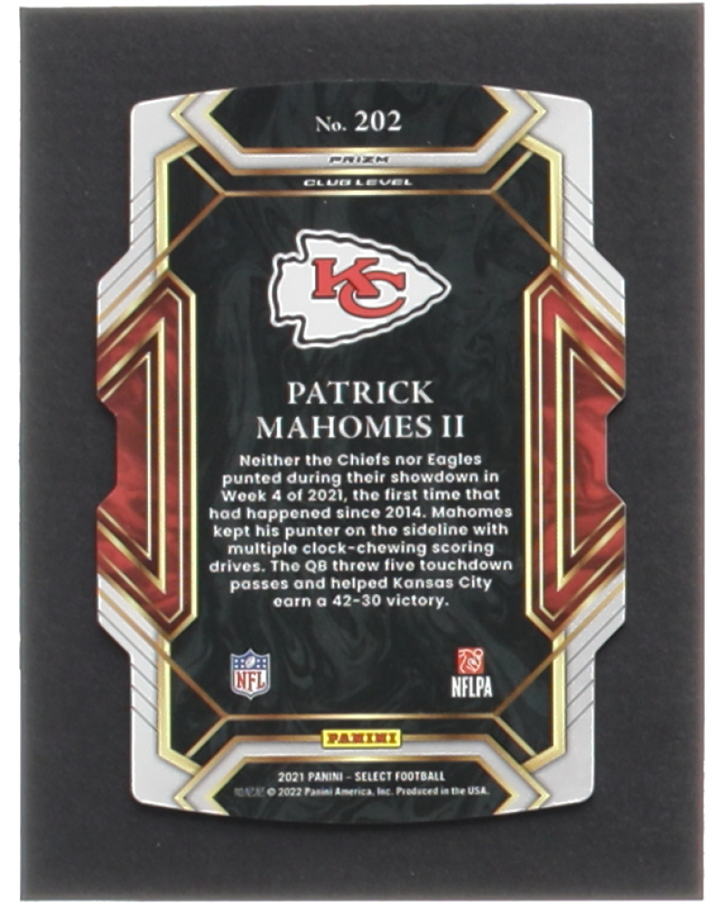 Patrick Mahomes II 2021 Select Prizm Black and Gold Die Cut #202 ...
