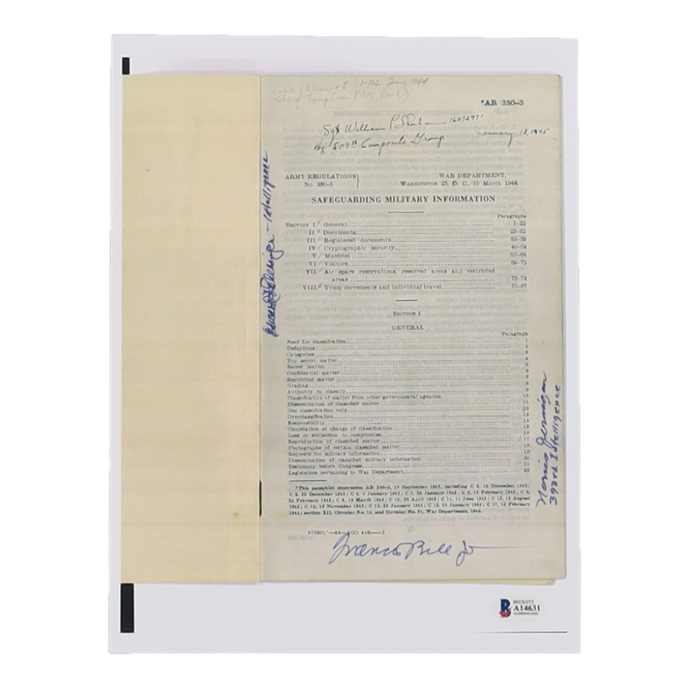 Norris Jernigan, Edward Schlesinger & Francis Bell Signed World War II ...