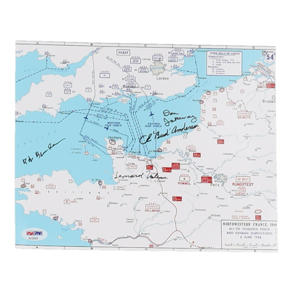 WWII Flight Route 8x10 Photo Signed by Bud Anderson, Don Jakeway, Bob ...