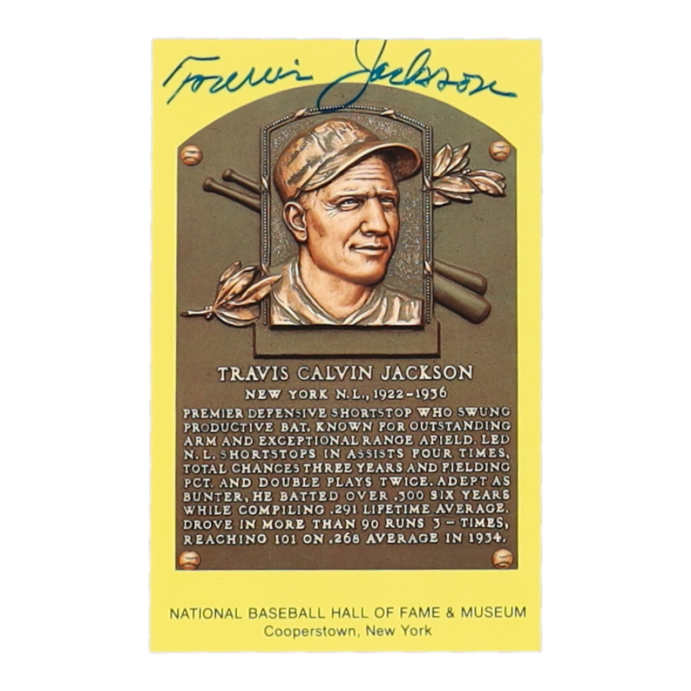 Travis Jackson Signed Hall of Fame Postcard (Beckett) | Pristine Auction