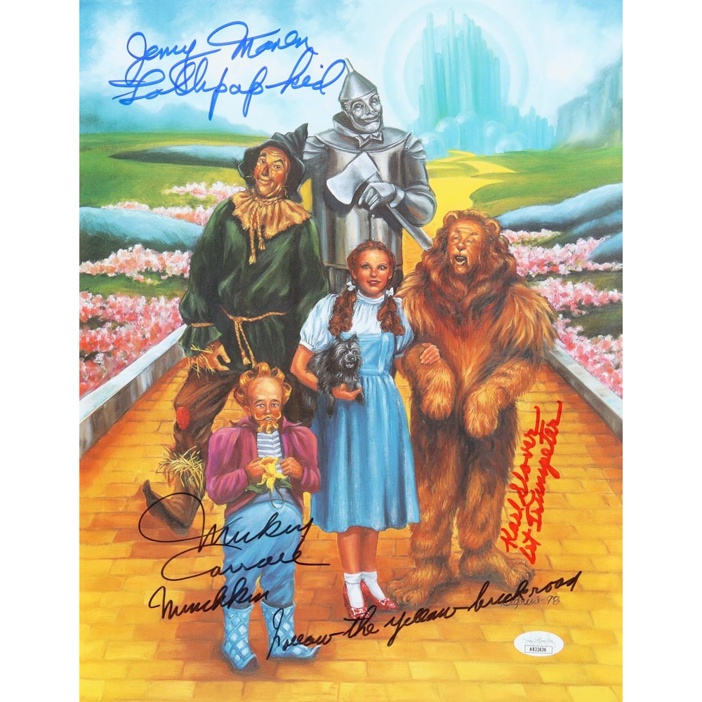 Jerry Maren, Karl Slover & Mickey Carroll Signed "Wizard of Oz" 11x14 ...