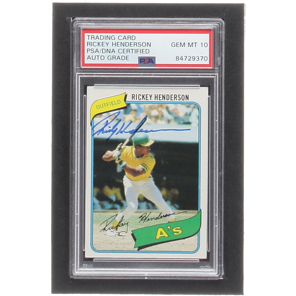Rickey Henderson Signed 1980 Topps #482 RC (PSA | Autograph Grade 10 ...