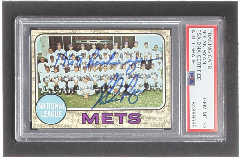 Nolan Ryan Signed 1968 Topps #401 Mets Team "1968 Rookie Year" (PSA ...