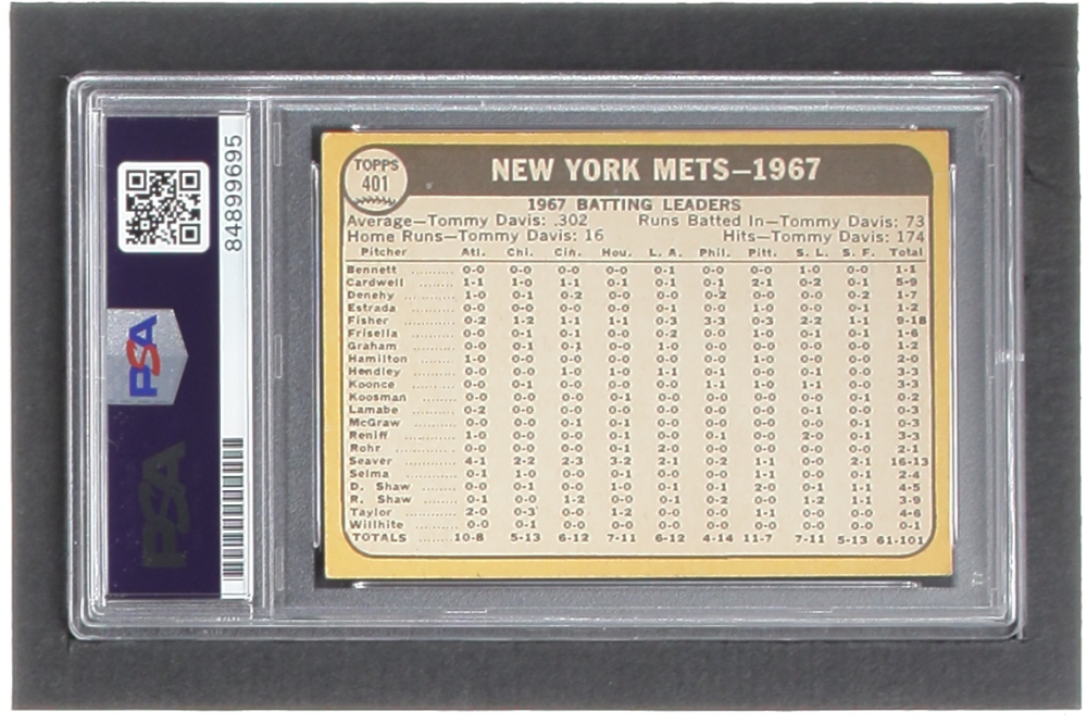 Nolan Ryan Signed 1968 Topps #401 Mets Team "1968 Rookie Year" (PSA ...