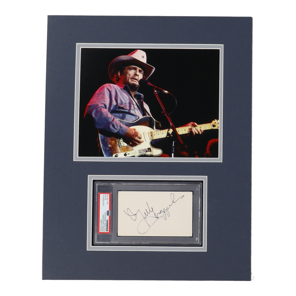 Merle Haggard Signed Custom Matted Index Card (PSA) | Pristine Auction