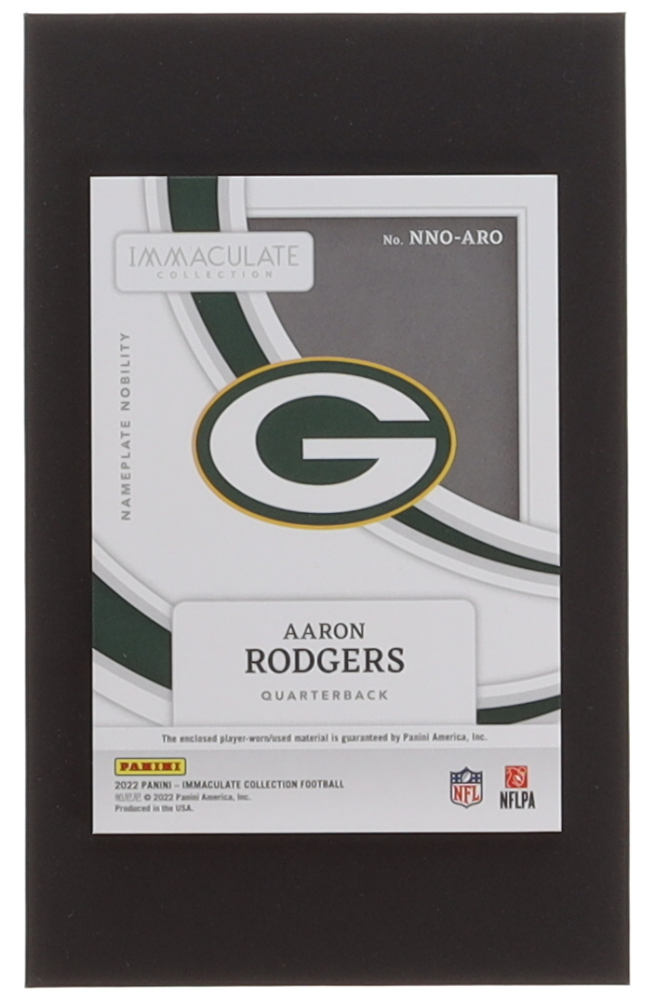 Aaron Rodgers 2022 Immaculate Collection Nameplate Nobility #20 #5/7 ...