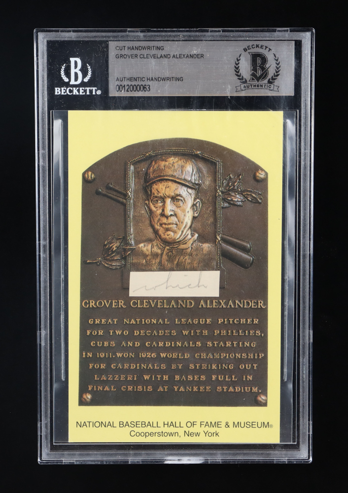 Grover Cleveland Alexander Signed Hall of Fame Plaque Postcard Cut (BGS ...