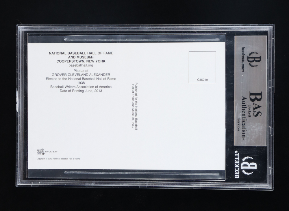 Grover Cleveland Alexander Signed Hall of Fame Plaque Postcard Cut (BGS ...