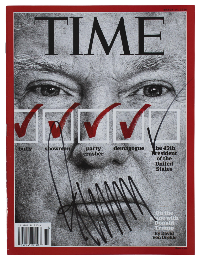 Donald Trump Signed 2016 Time Magazine (Beckett) | Pristine Auction