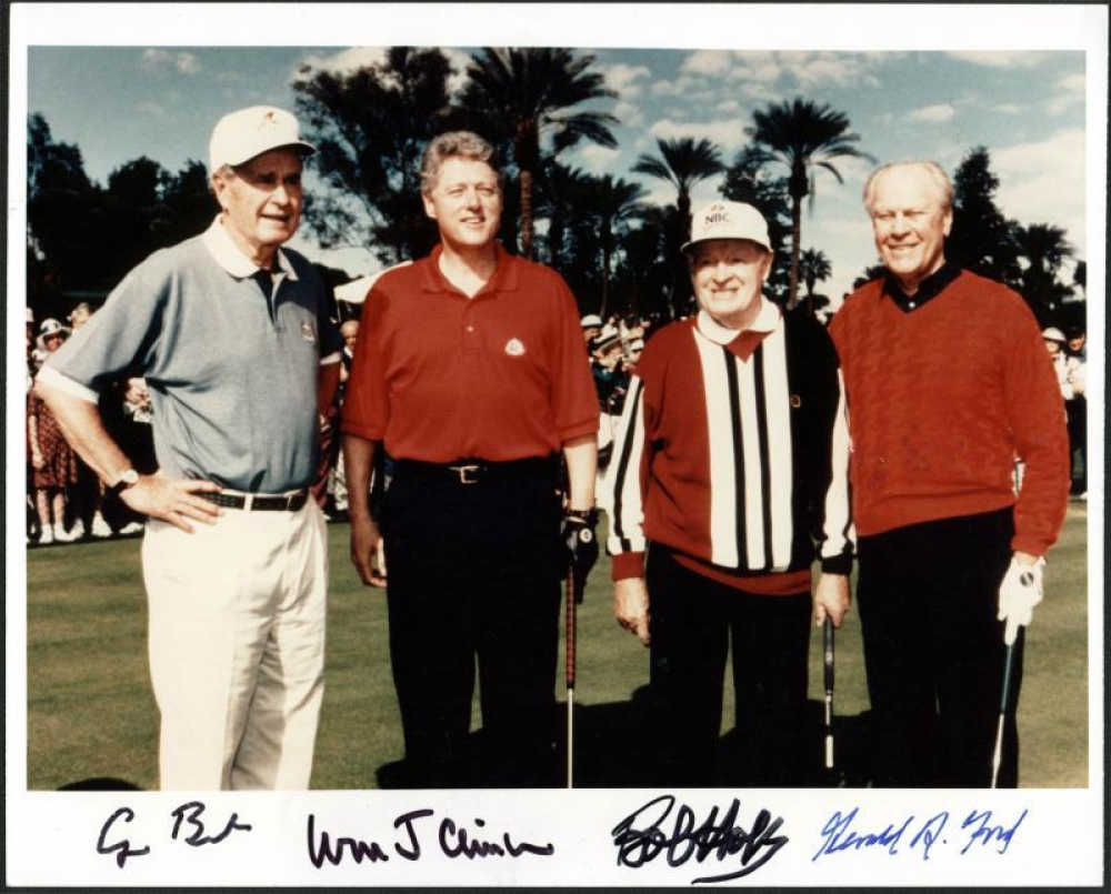 Bill Clinton, George Bush, Gerald Ford & Bob Hope Signed 8X10 Photo ...