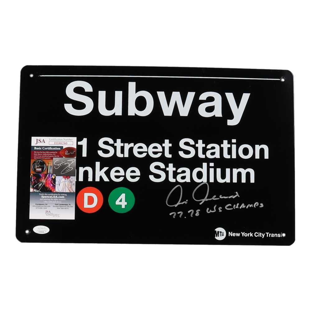 Chris Chambliss Signed 11x17 Yankee Stadium Subway Sign Inscribed "77 ...